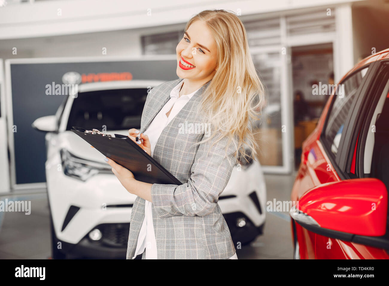 Young lady car salon hi-res stock photography and images - Alamy