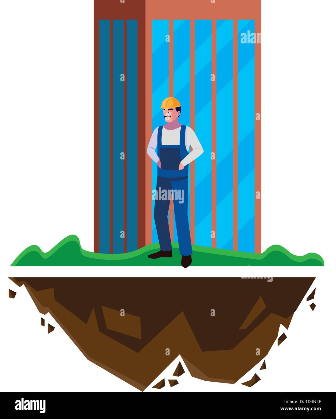 male builder constructor worker with building vector illustration ...