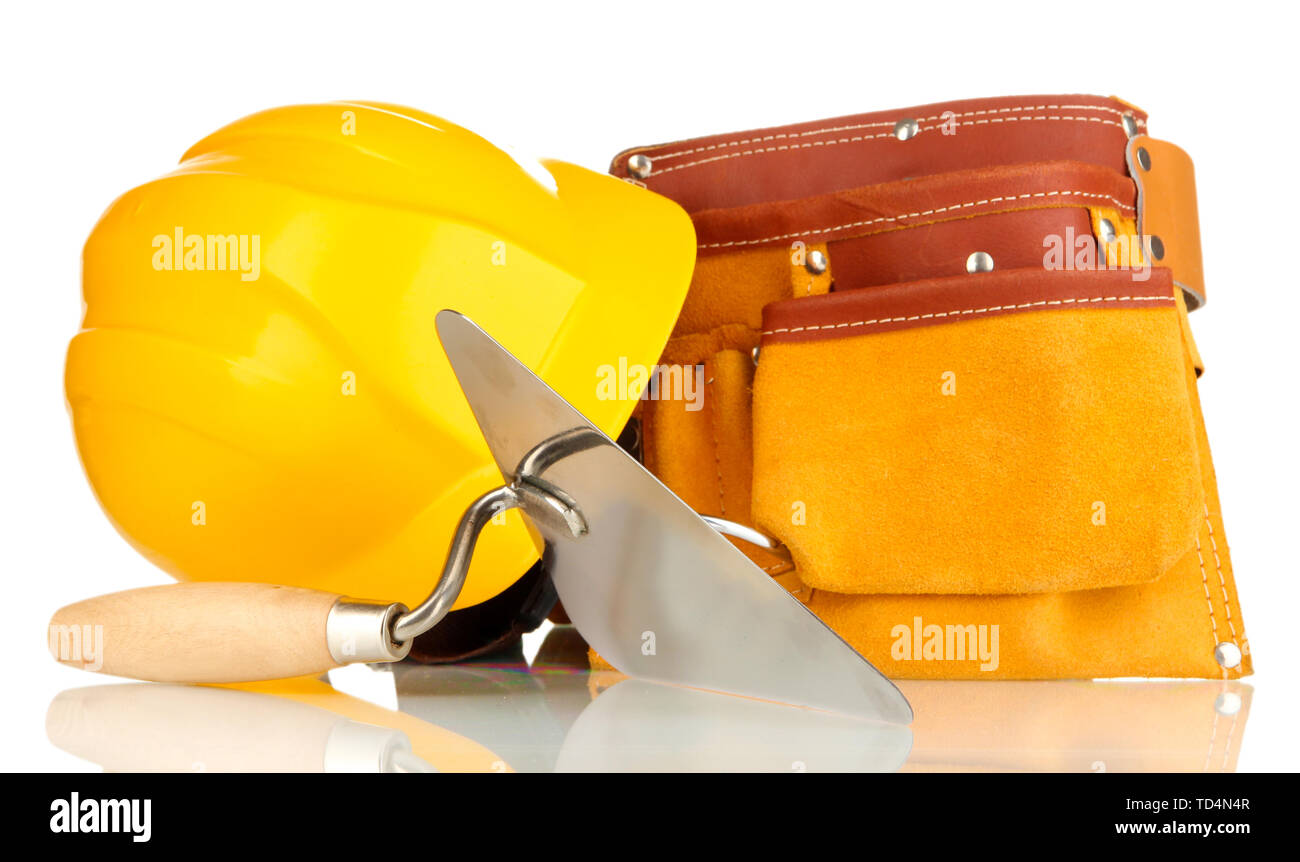 Metal tool for building and building site accessories isolated on white ...