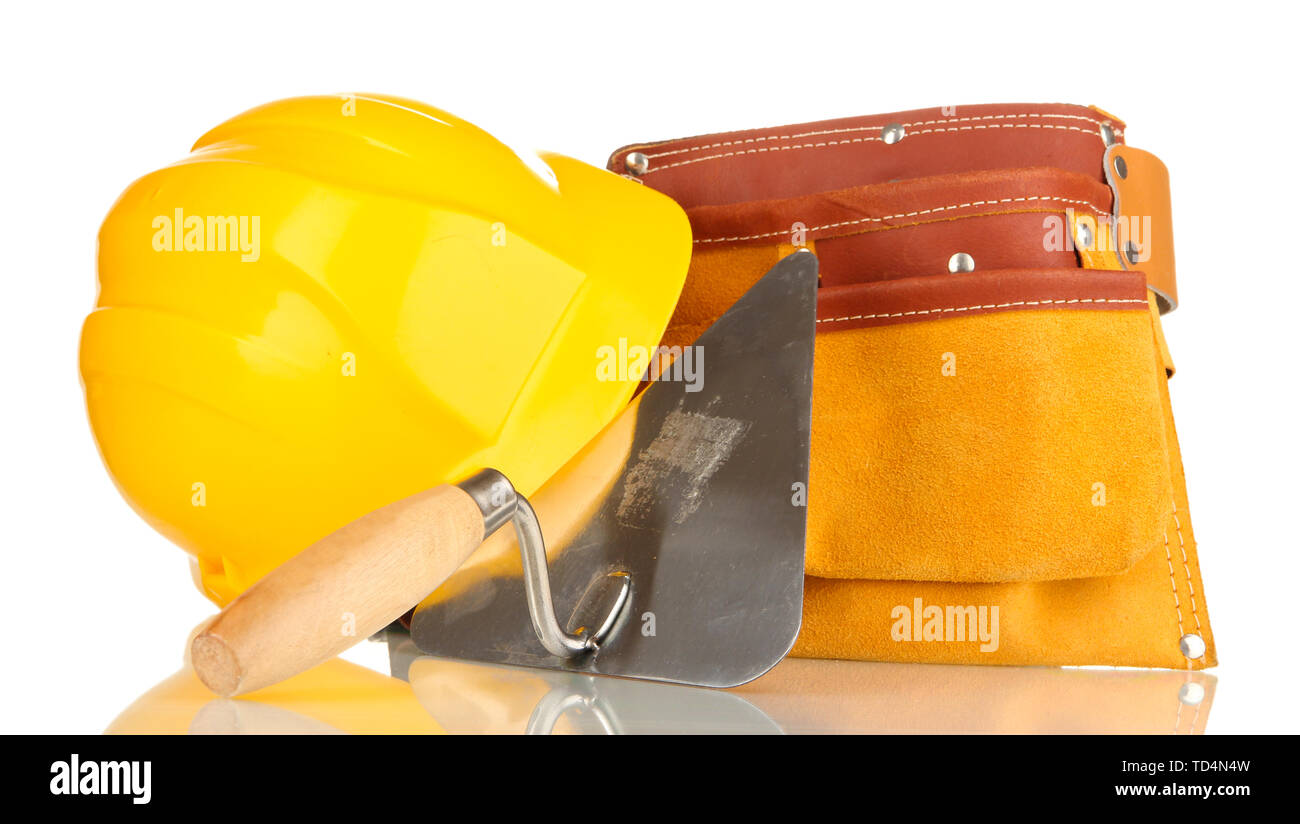 Metal tool for building and building site accessories isolated on white ...