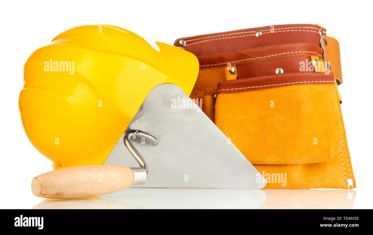 Metal tool for building and building site accessories isolated on white ...