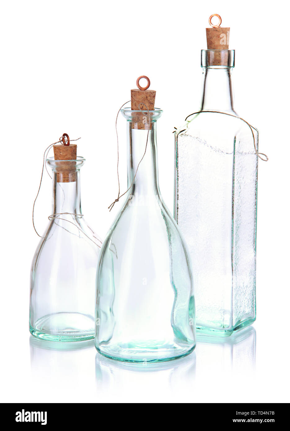 Original glass bottles isolated on white Stock Photo - Alamy