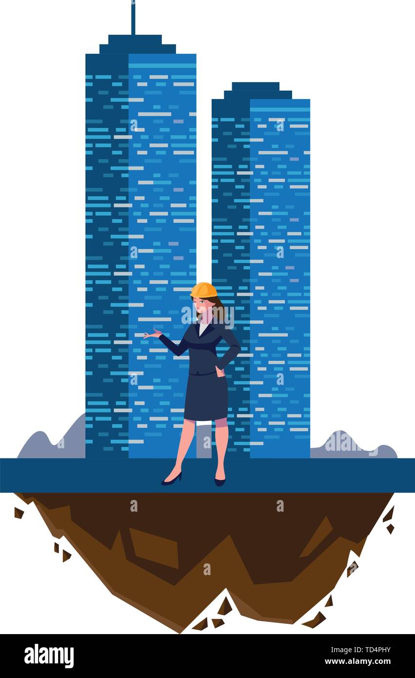 female engineer worker with building vector illustration design Stock ...