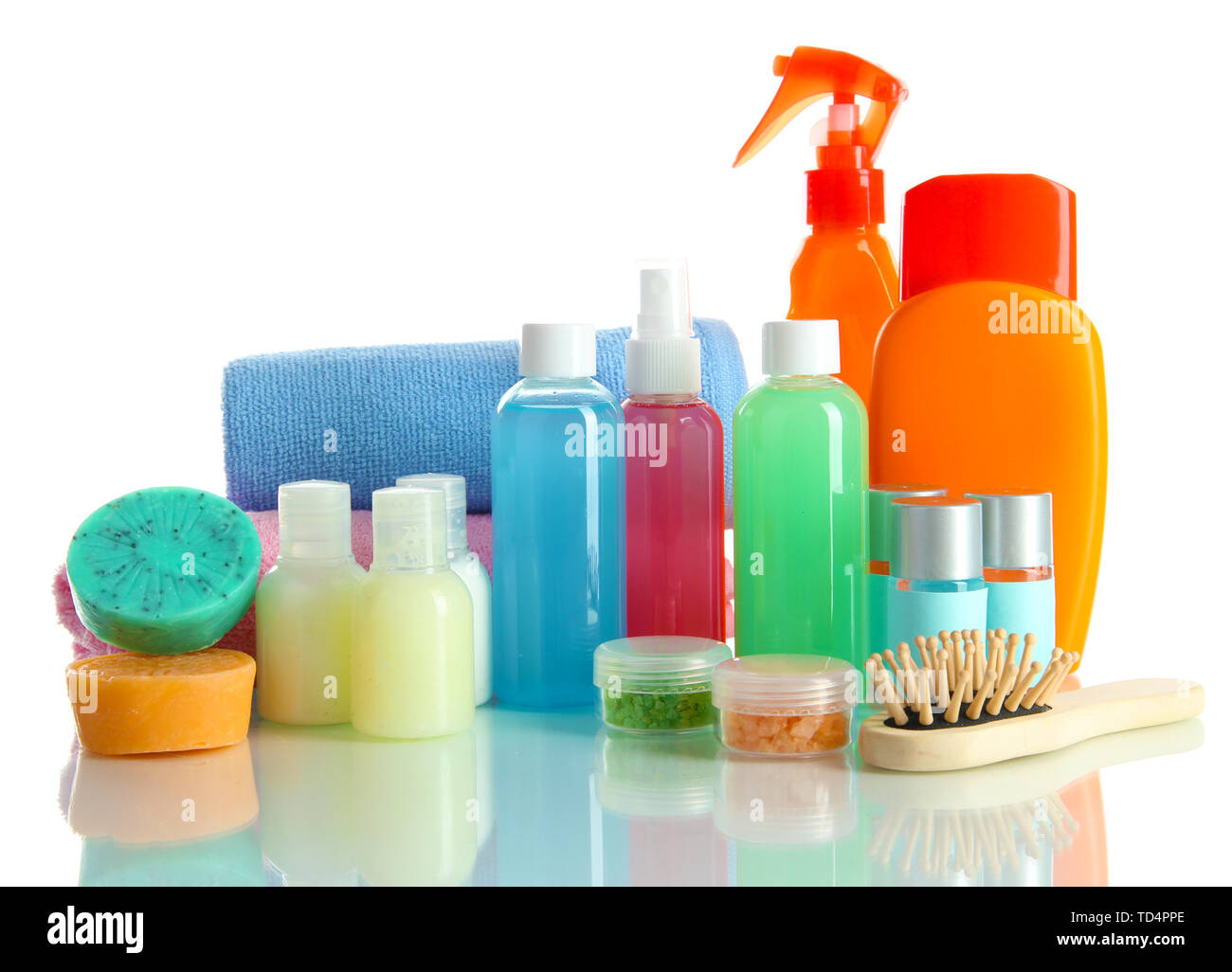 Hotel cosmetics kit isolated on white Stock Photo - Alamy