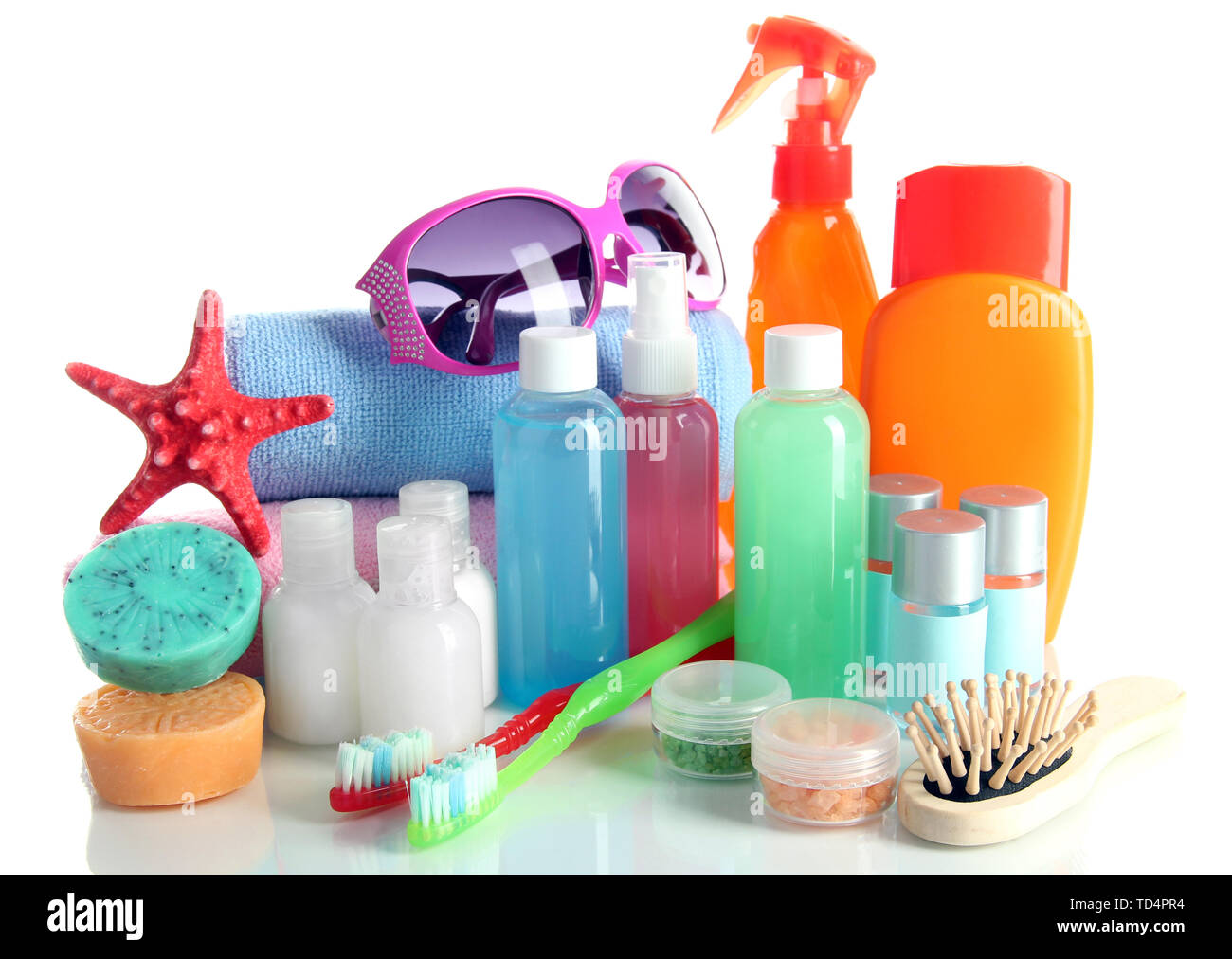 Hotel cosmetics kit isolated on white Stock Photo - Alamy