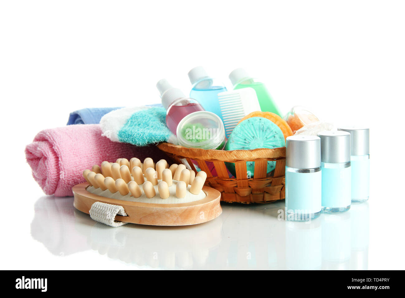 Hotel cosmetics kit isolated on white Stock Photo - Alamy