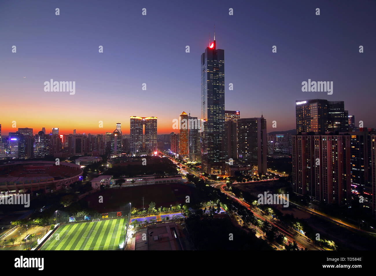 Guangzhou Tianhe City Architecture Scenery Night View Stock Photo - Alamy