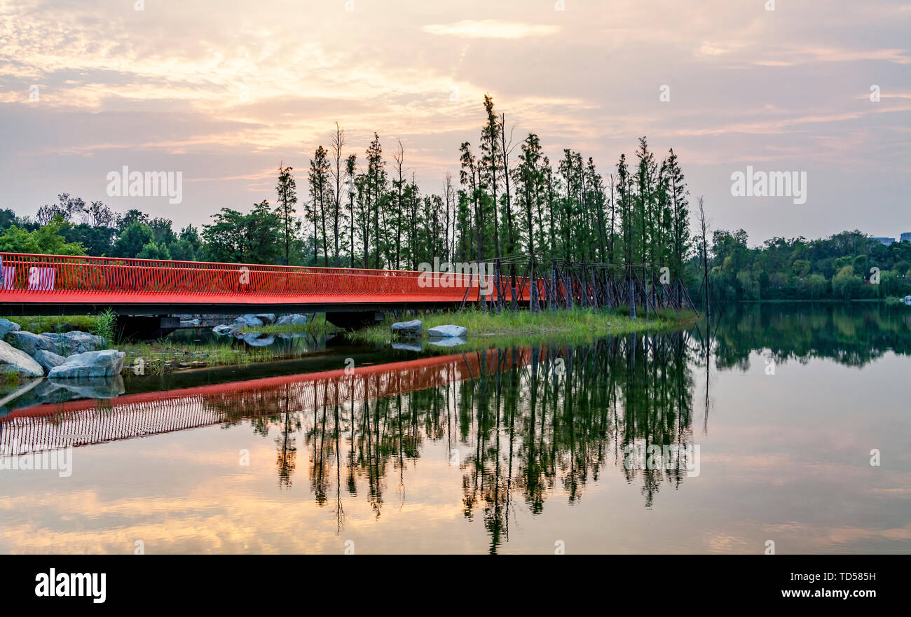 The sunset of Jincheng Lake, Chengdu Stock Photo - Alamy