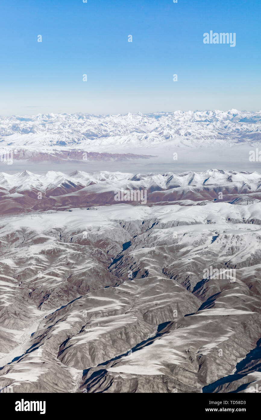 Plateau, mountains, snow mountains, aerial photography Stock Photo - Alamy