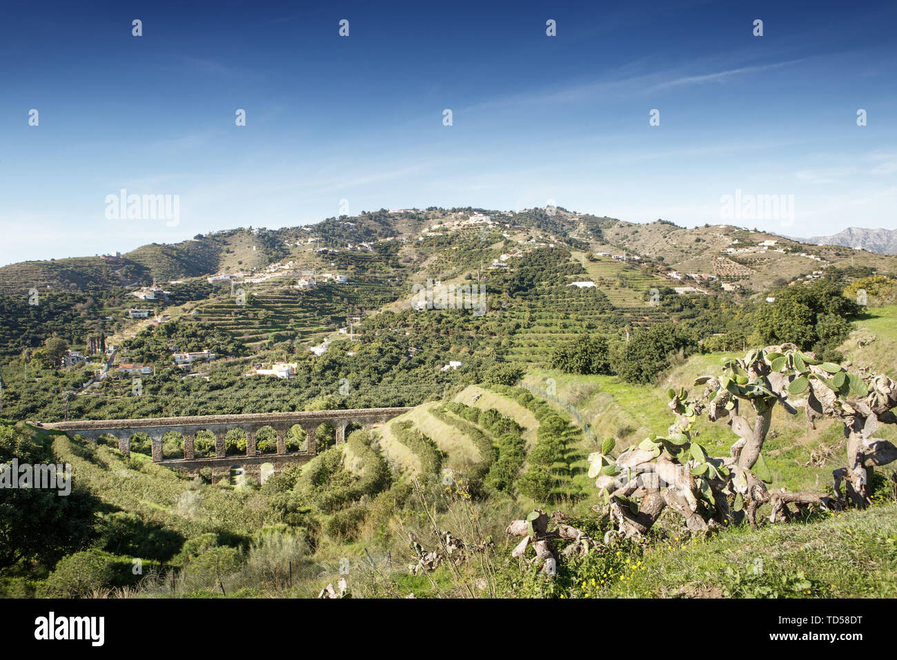 aqueduct built by the Romans in almunecar spain Stock Photo - Alamy