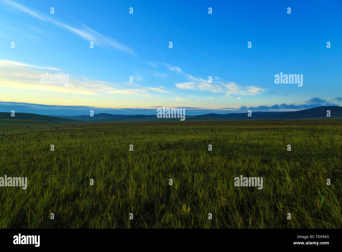 Sunrise on the prairie Stock Photo - Alamy