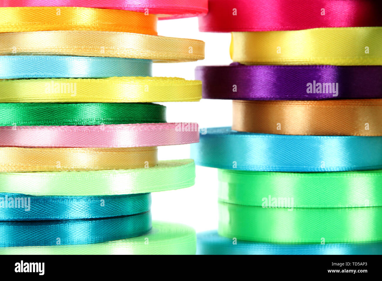Many bright ribbons isolated on white Stock Photo - Alamy