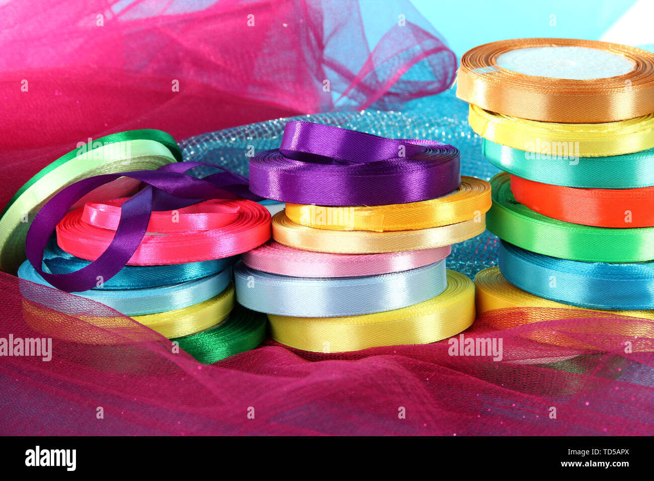 Bright ribbons on bright background Stock Photo - Alamy
