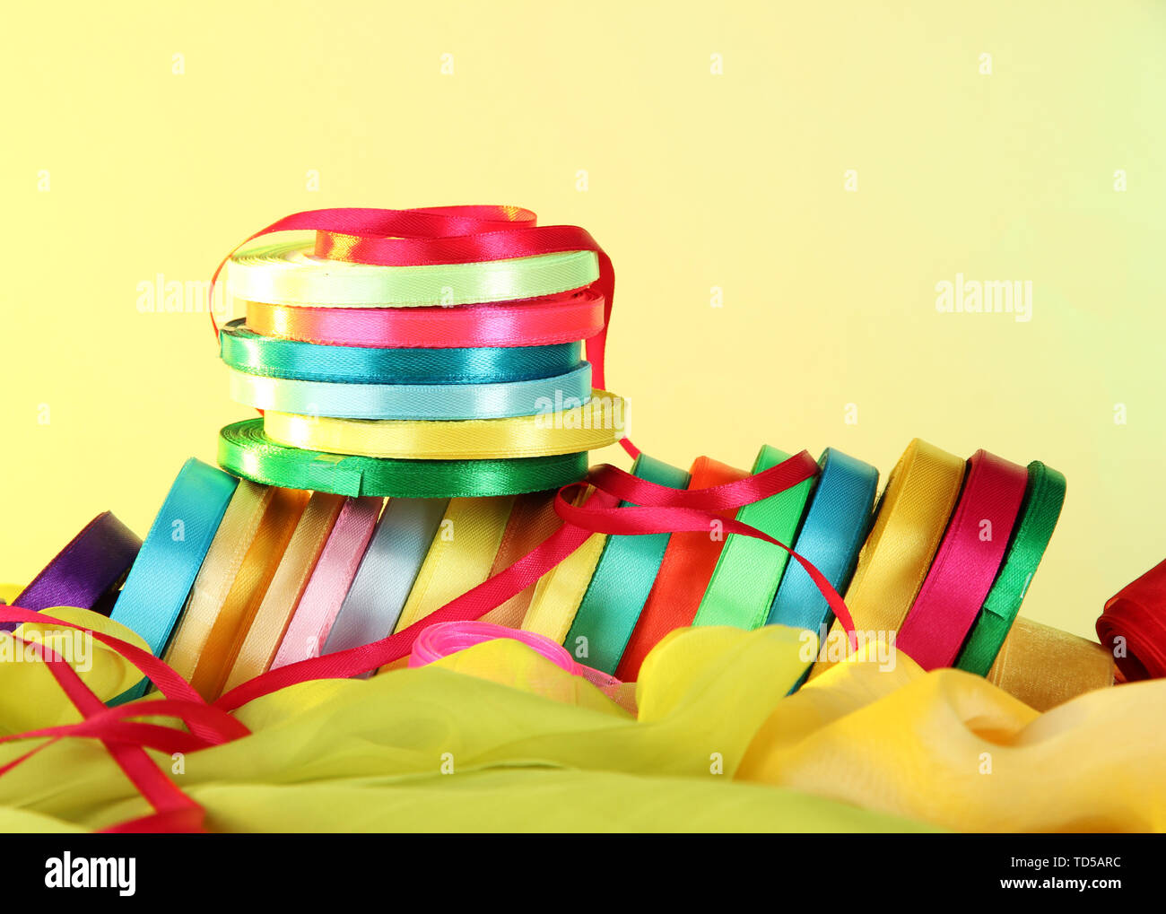 Bright ribbons on light background Stock Photo - Alamy