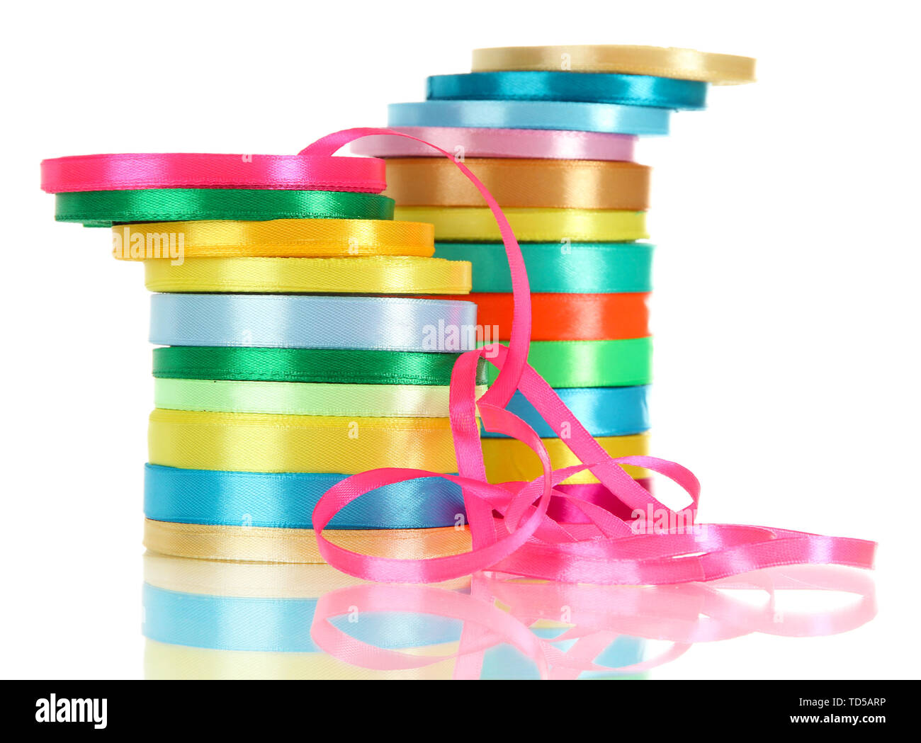 Many bright ribbons isolated on white Stock Photo - Alamy