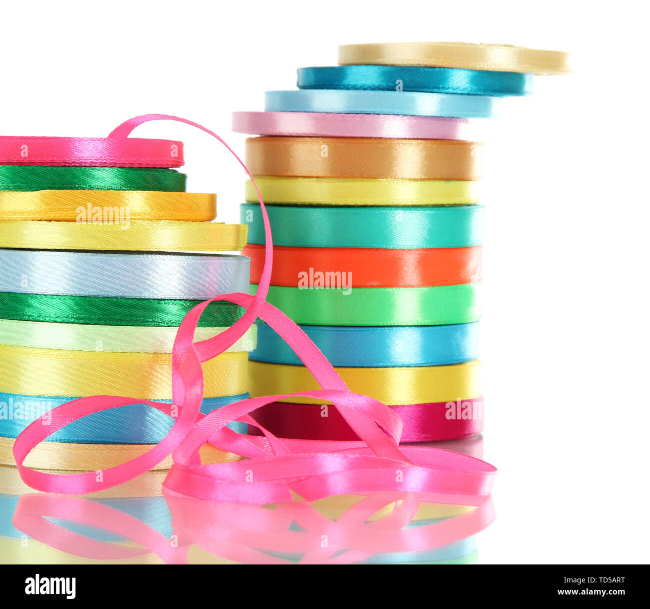 Many bright ribbons isolated on white Stock Photo - Alamy