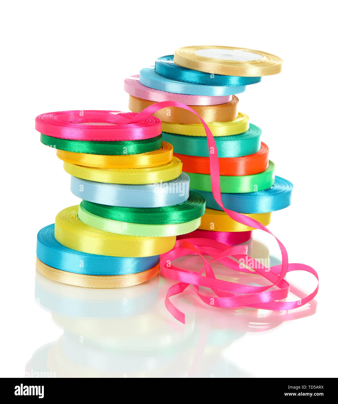 Many bright ribbons isolated on white Stock Photo - Alamy