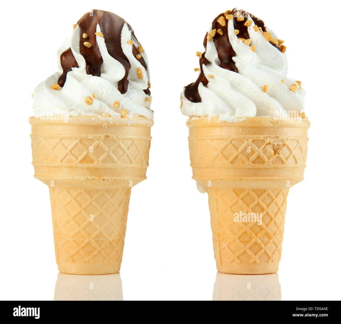 Tasty ice cream with chocolate, isolated on white Stock Photo - Alamy
