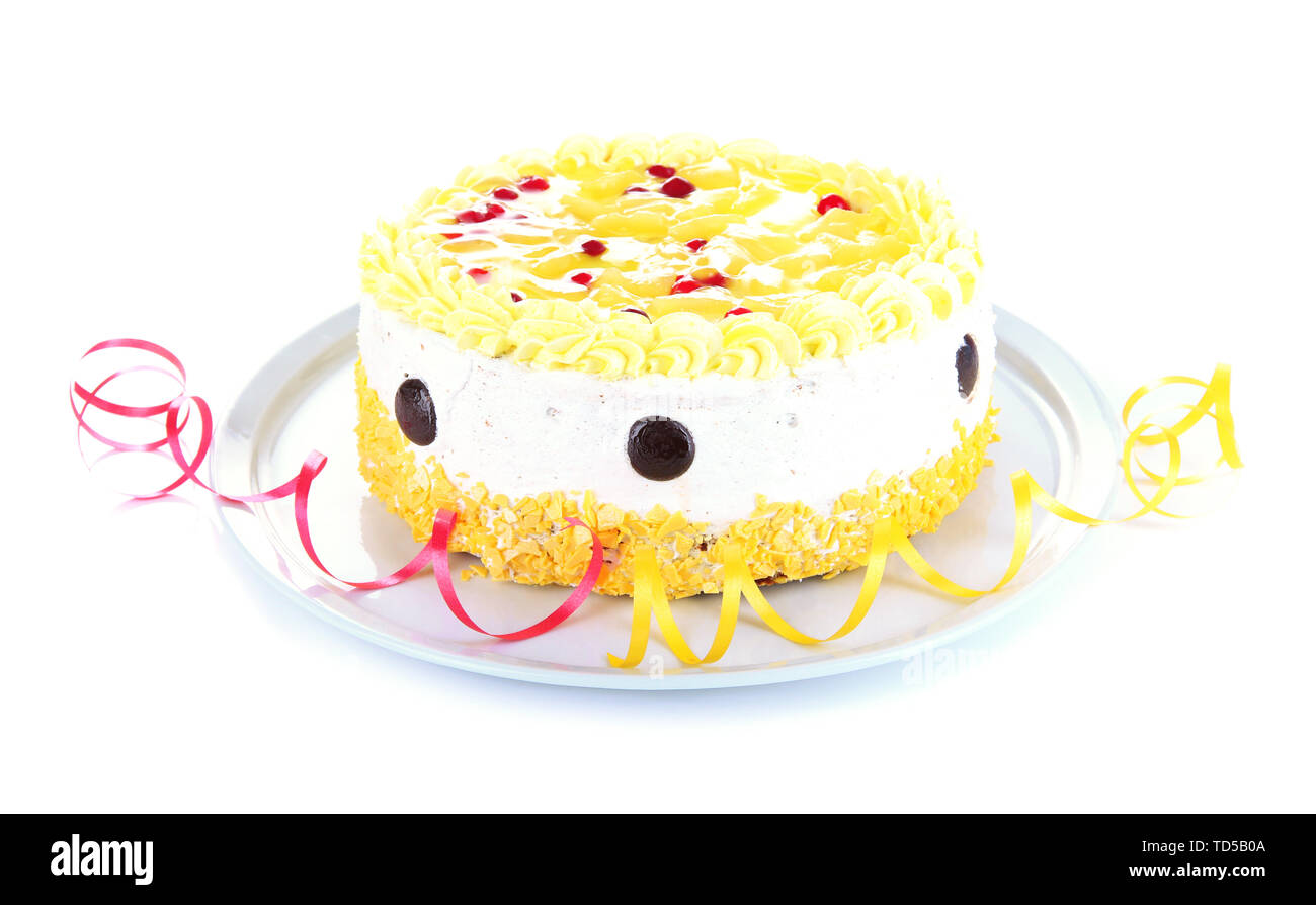 Tasty cake, isolated on white Stock Photo - Alamy