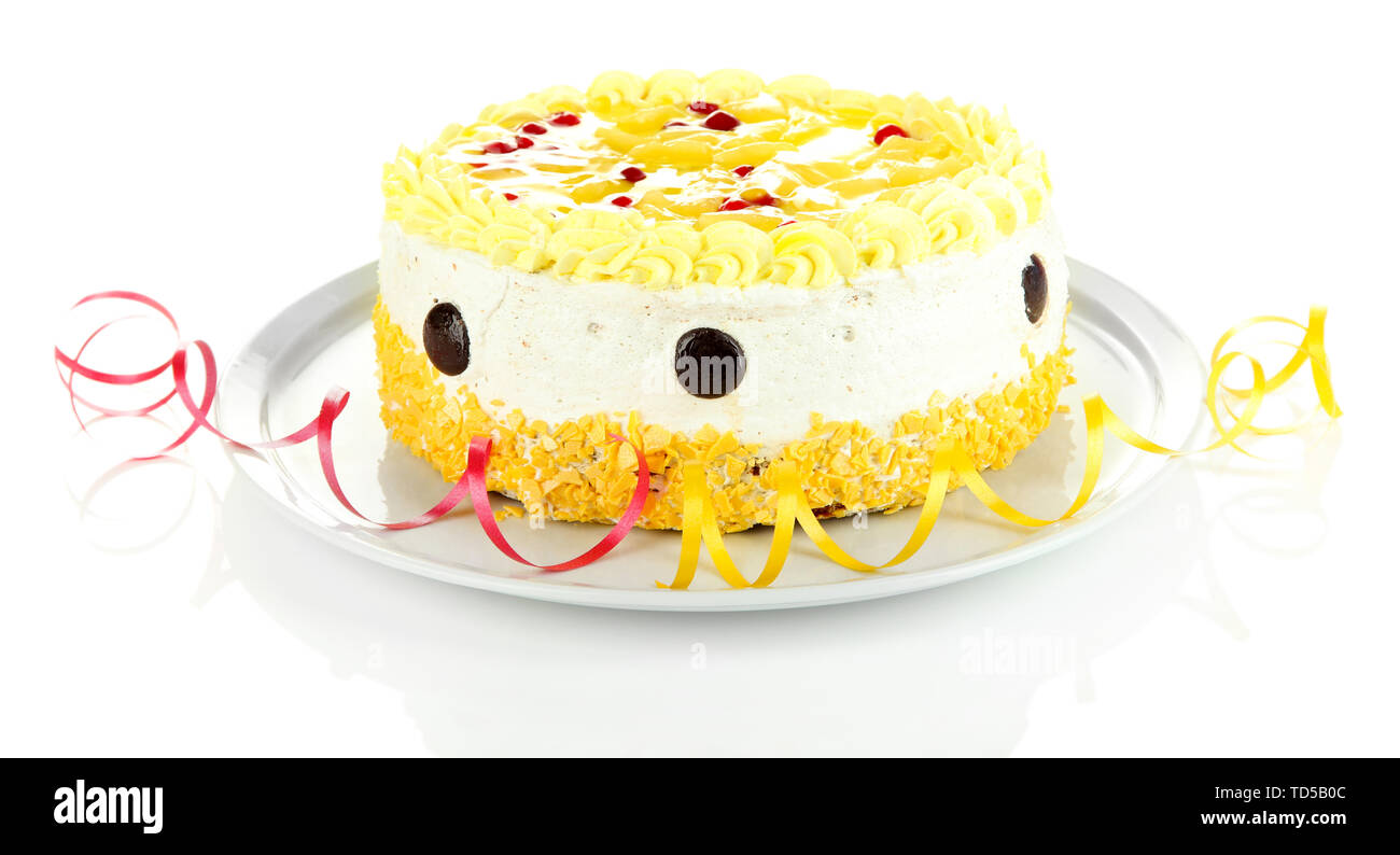 Tasty cake, isolated on white Stock Photo - Alamy