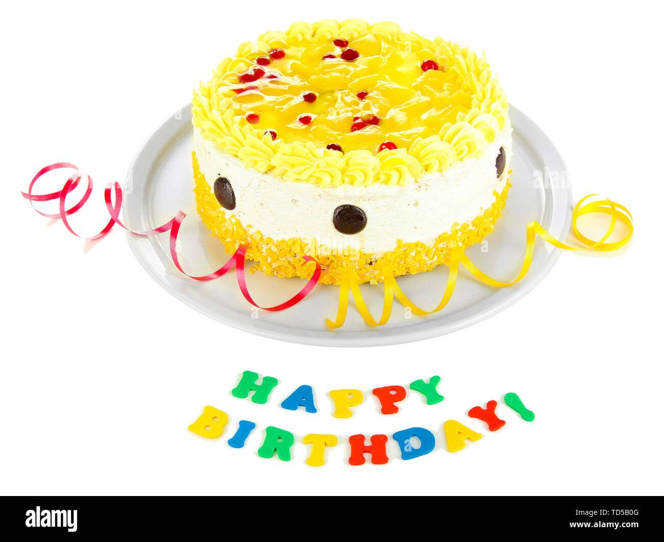 Happy birthday cake isolated Cut Out Stock Images & Pictures - Alamy