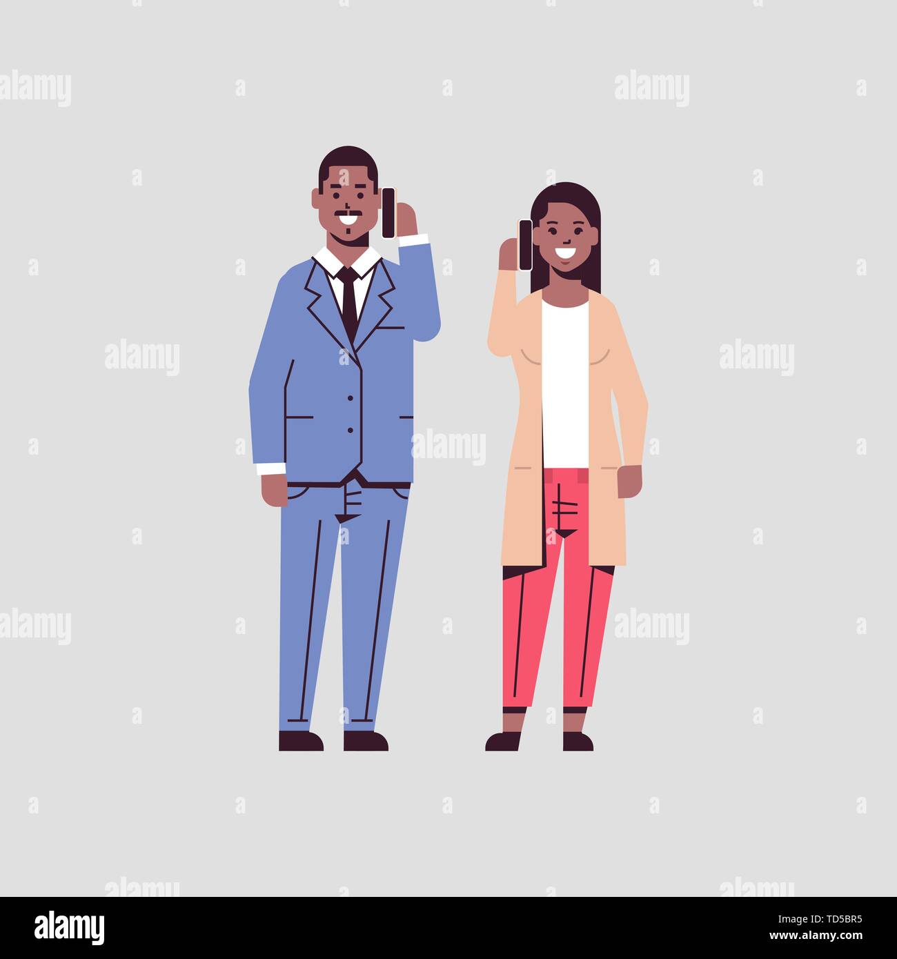 Couple using smartphones Stock Vector Images - Alamy