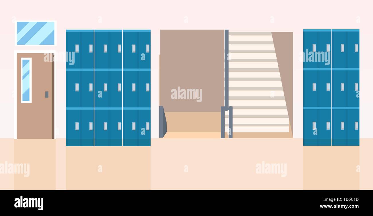 School Hallway With Lockers And People