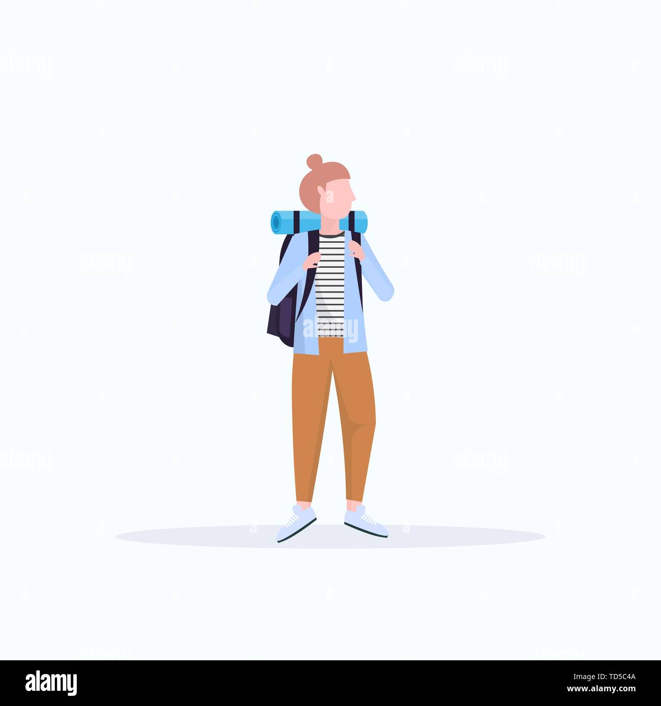 woman tourist hiker with backpack standing pose hiking concept traveler ...