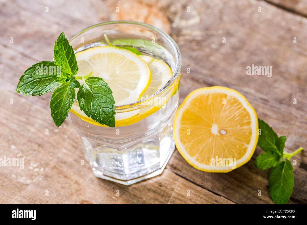 Lemonade, fresh lemonade and mint leaves, detox water Stock Photo - Alamy