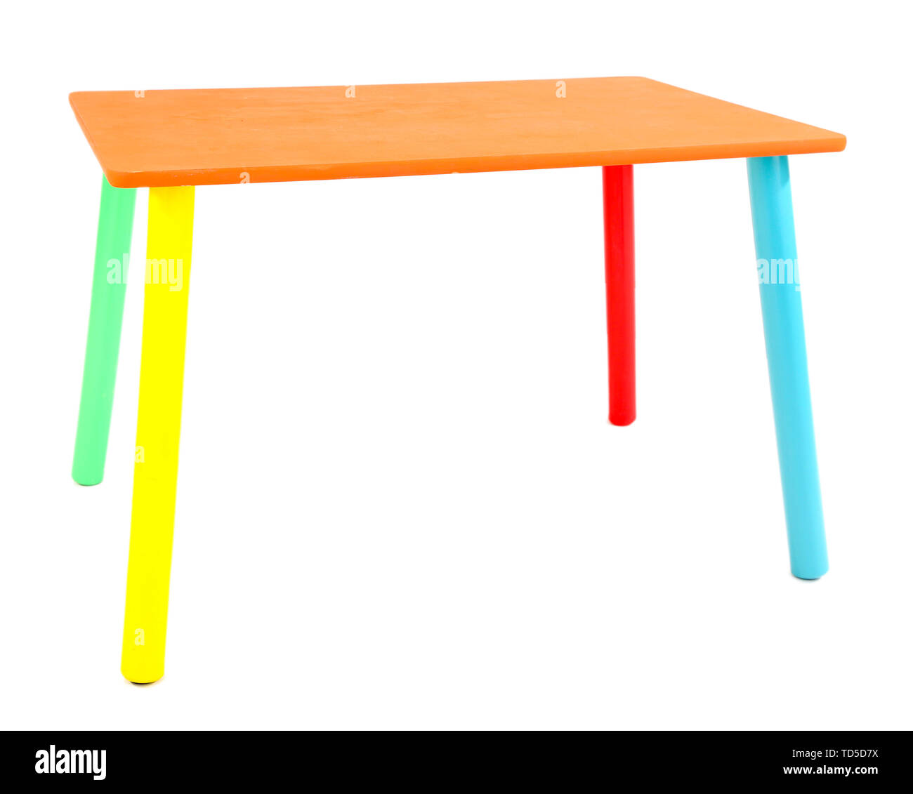 Small and colorful table for little kids isolated on white Stock Photo ...