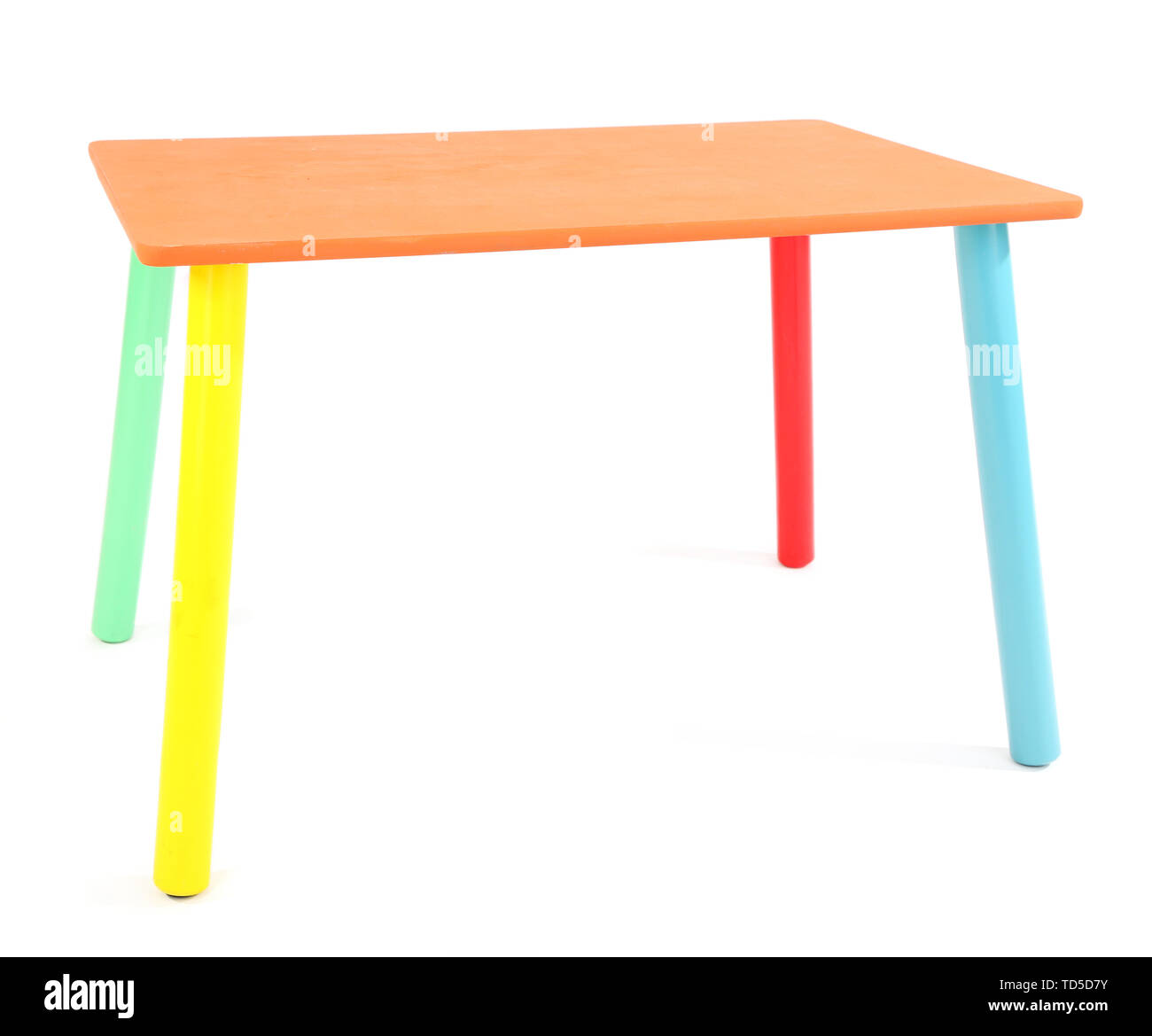 Small and colorful table for little kids isolated on white Stock Photo ...