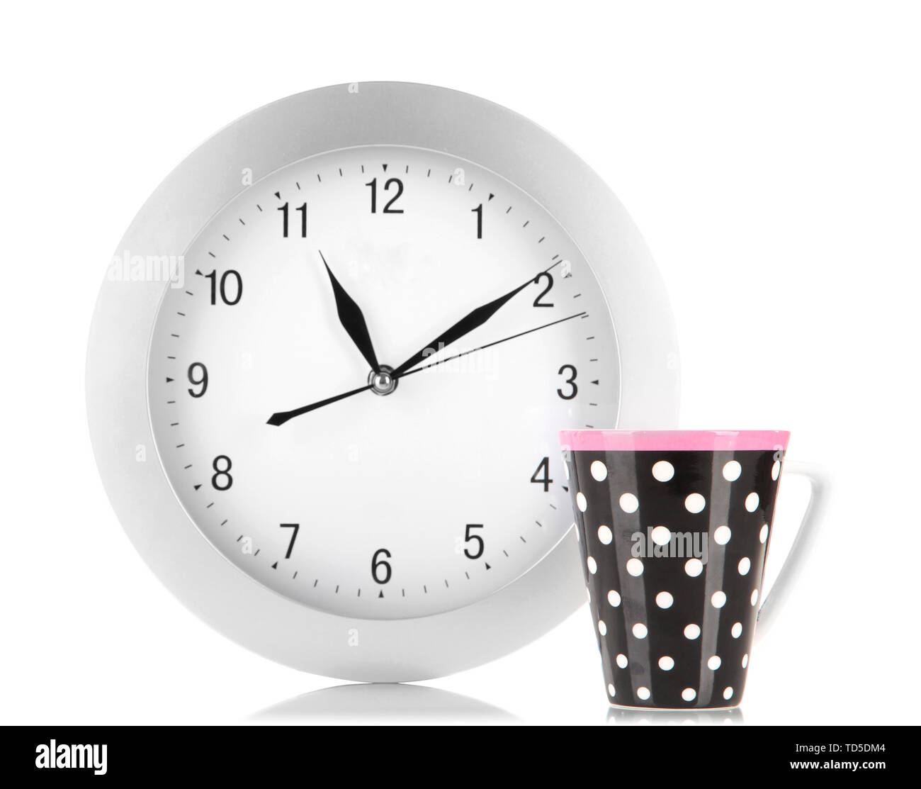Cup tea and clock isolated on white Stock Photo - Alamy