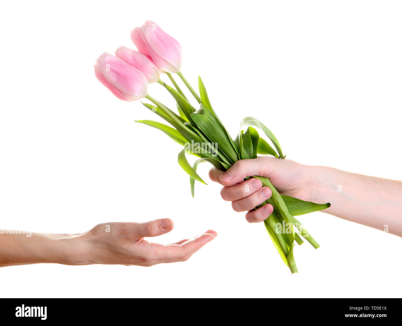 Male hand giving bouquet many hi-res stock photography and images - Alamy