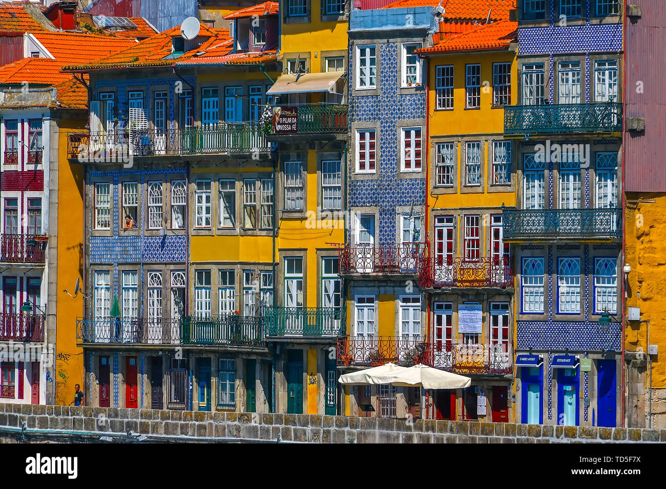 Colorful houses buildings town urban windows porto portugal ...