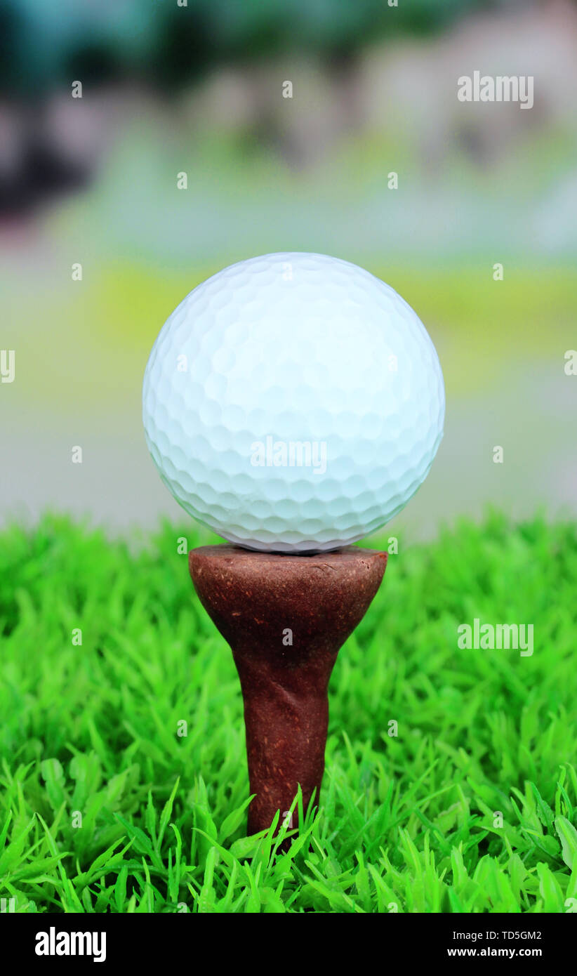 Golf ball on grass outdoor close up Stock Photo - Alamy