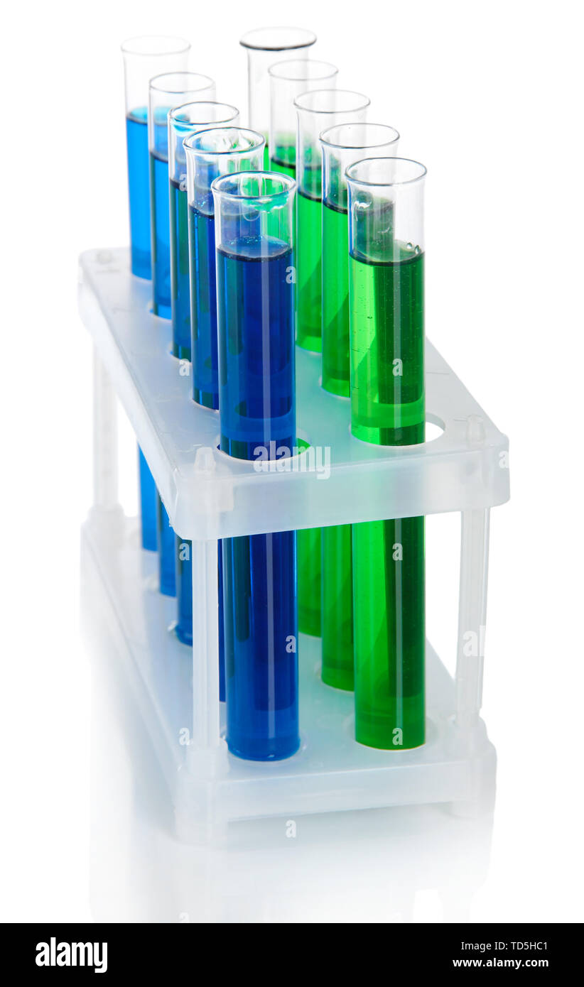 Identical test tubes isolated on white Stock Photo - Alamy