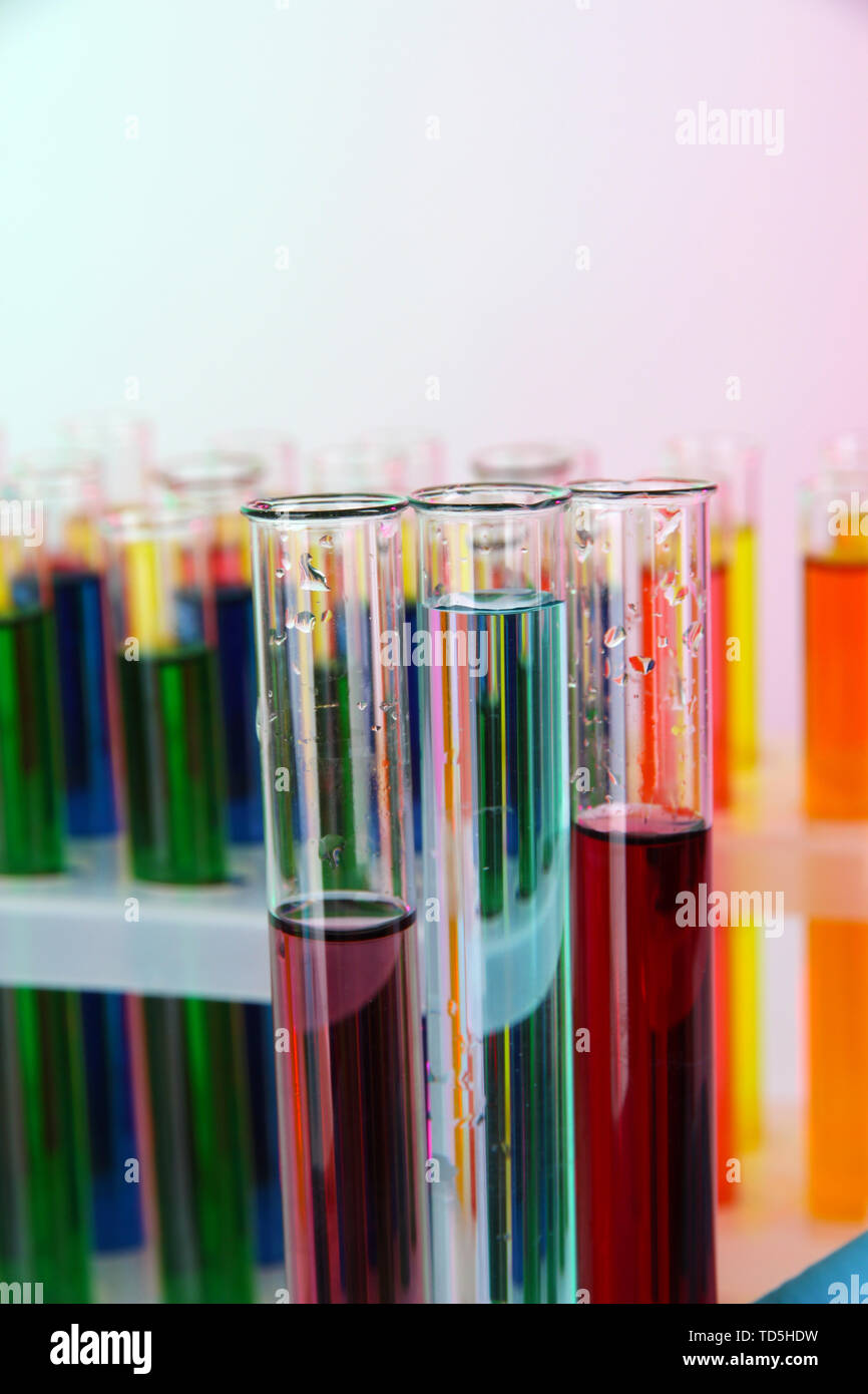 Colorful test tubes close-up Stock Photo - Alamy