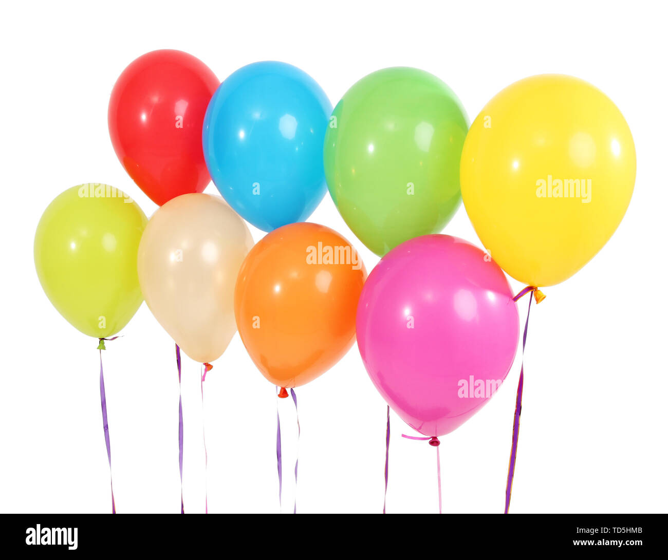 Many bright balloons isolated on white Stock Photo - Alamy