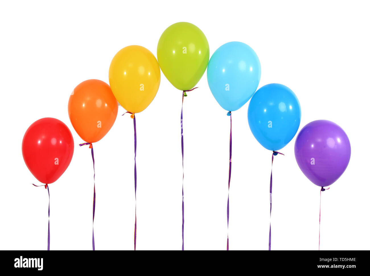 Rainbow of balloons isolated on white Stock Photo - Alamy