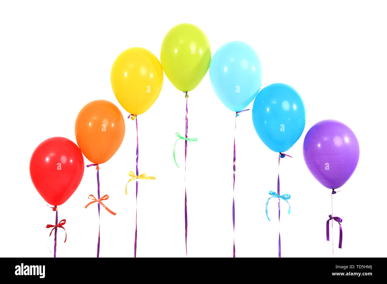 Rainbow of balloons isolated on white Stock Photo - Alamy