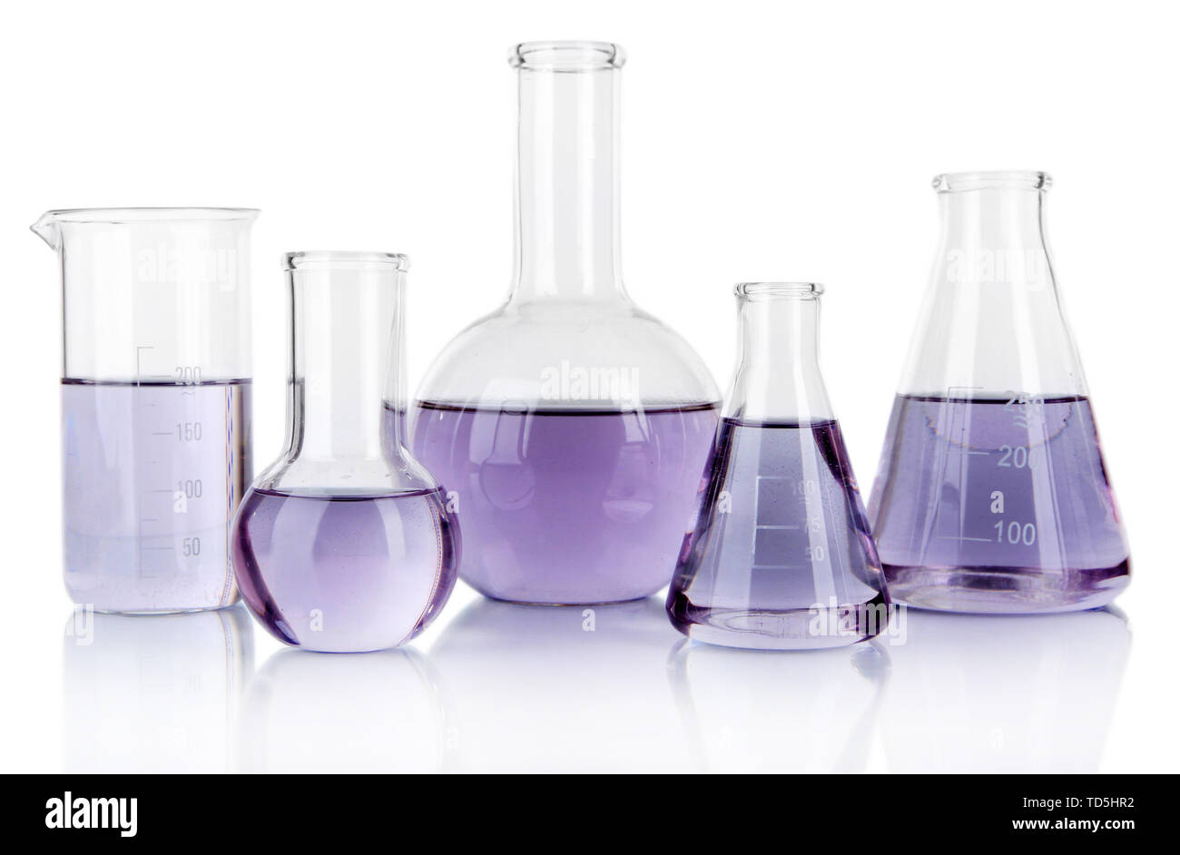 Test-tubes with light purple liquid isolated on white Stock Photo - Alamy