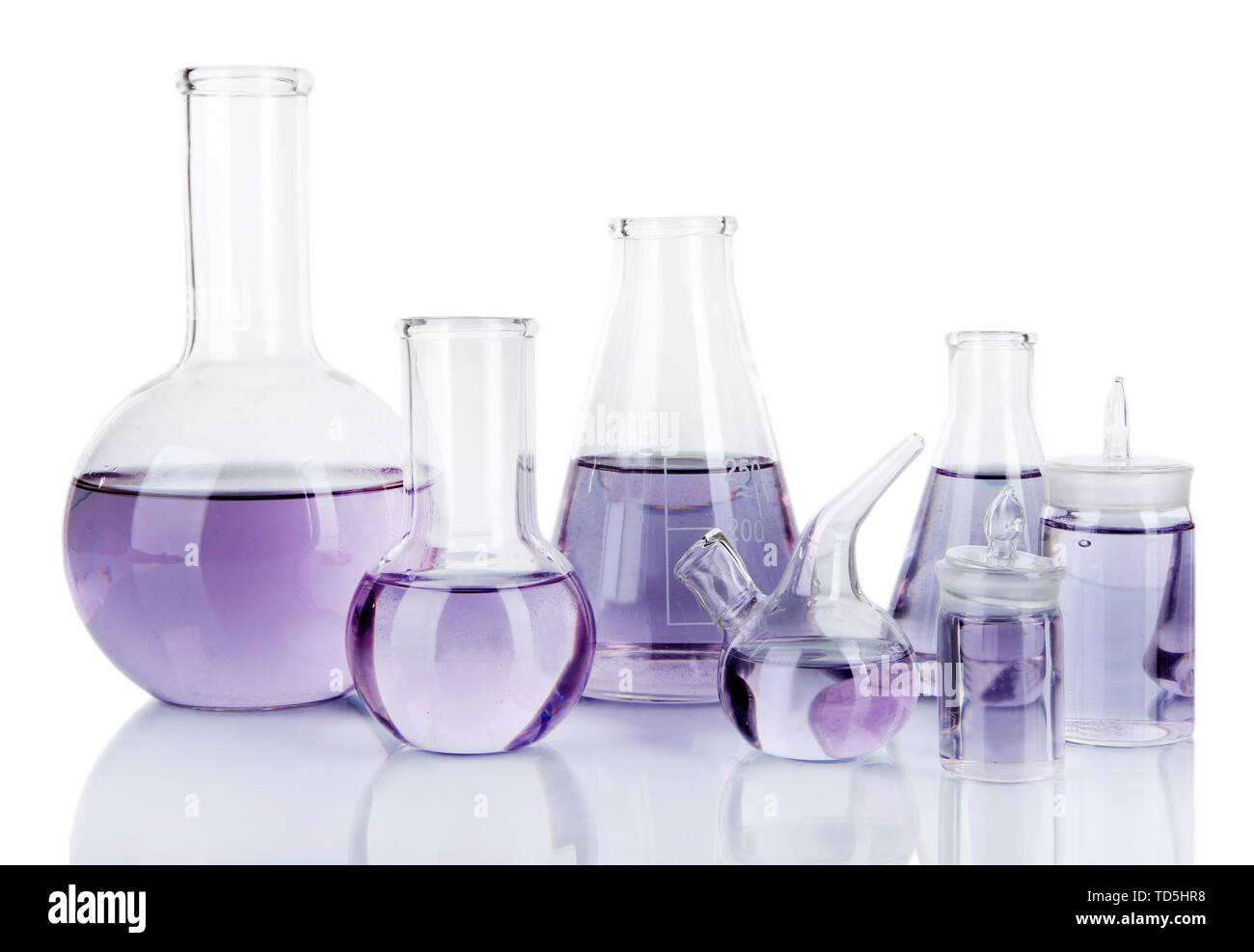 Test-tubes with light purple liquid isolated on white Stock Photo - Alamy