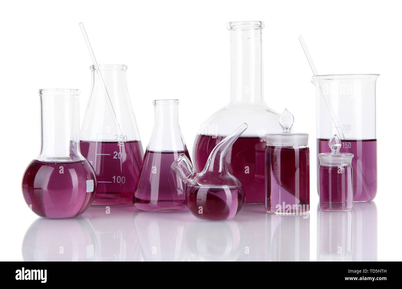 Test-tubes with purple liquid isolated on white Stock Photo - Alamy