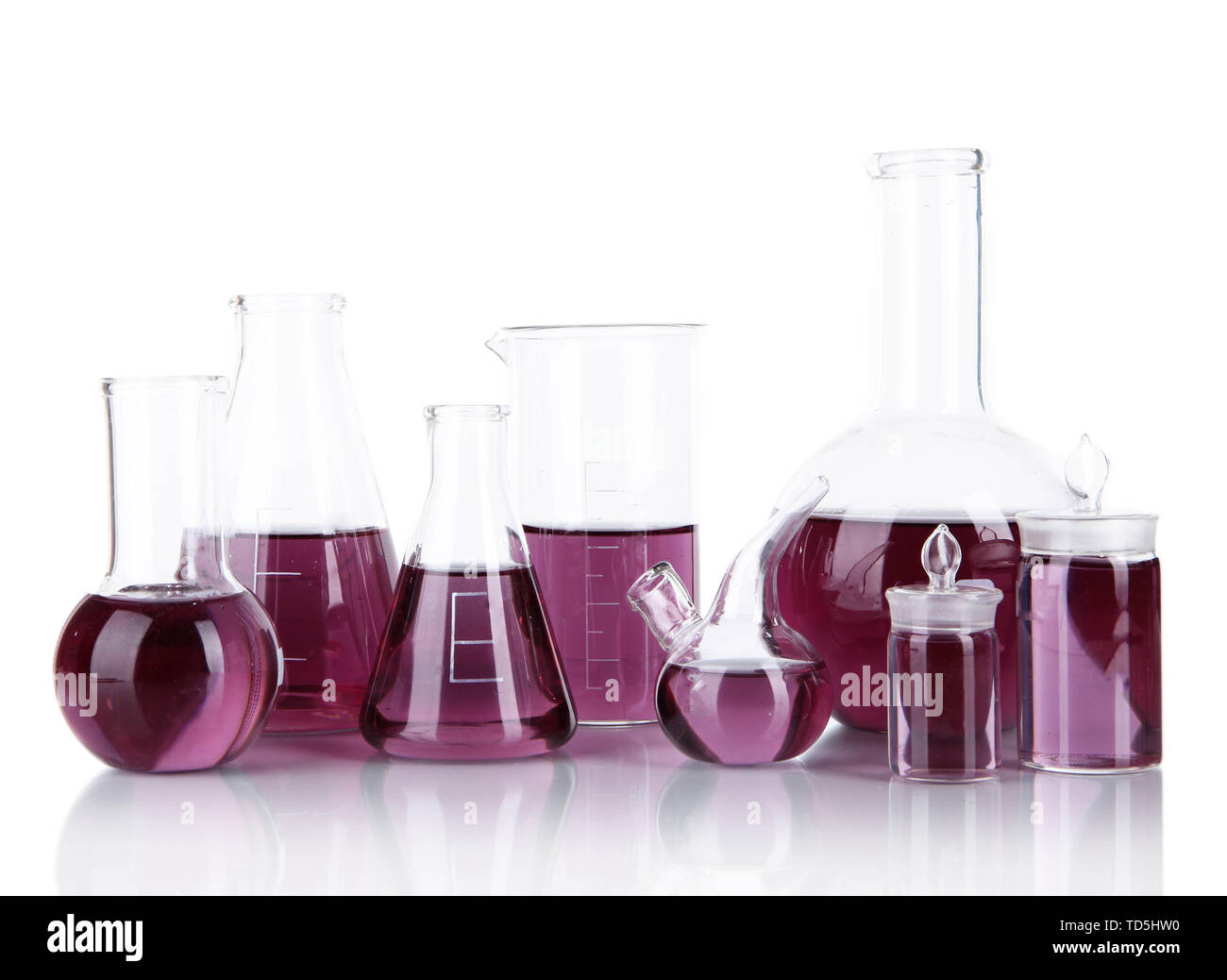 Test-tubes with purple liquid isolated on white Stock Photo - Alamy