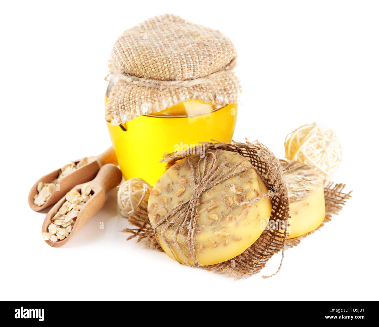 Hand made soap and ingredients for soap making, isolated on white Stock ...