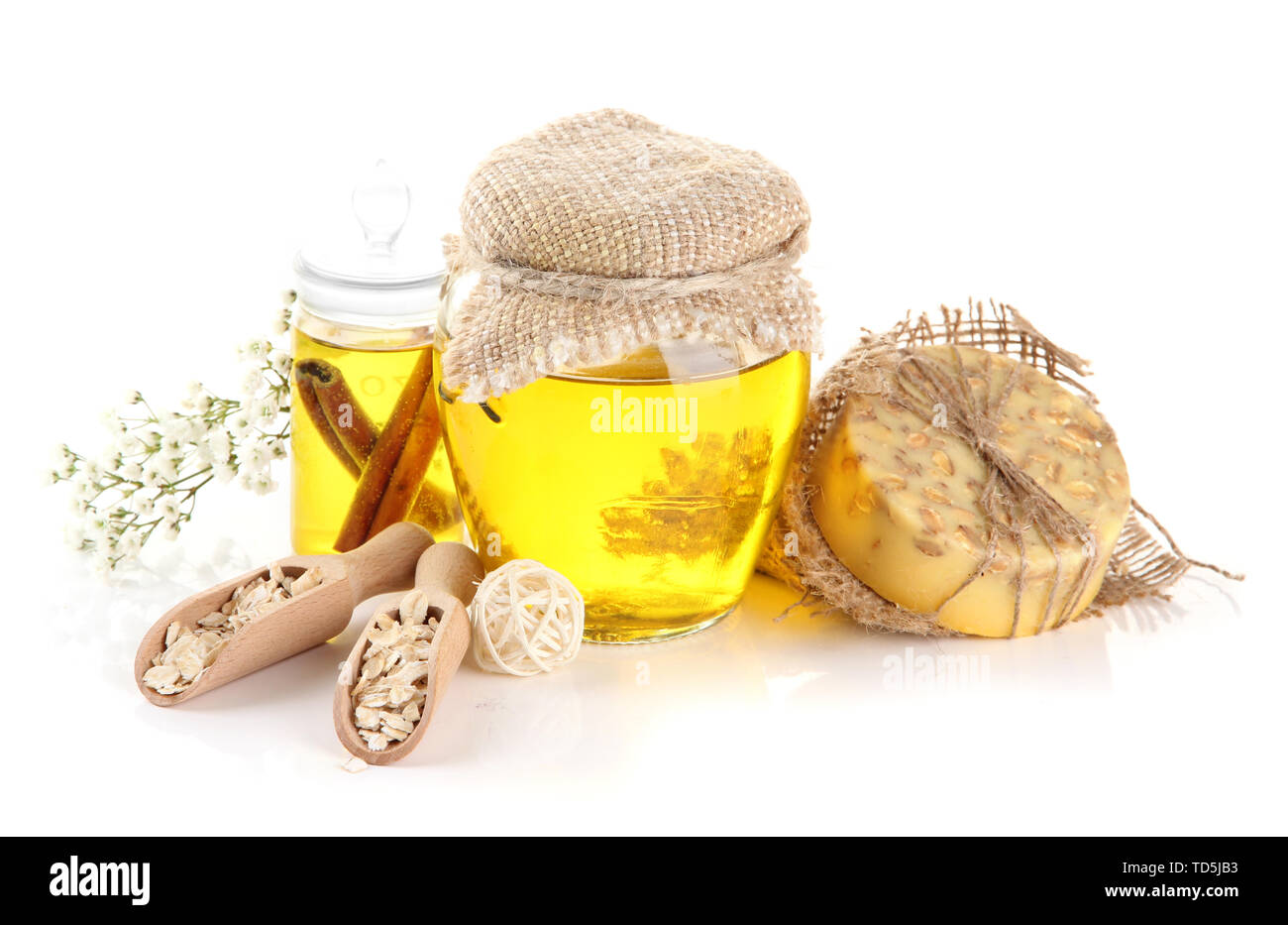 Hand made soap and ingredients for soap making, isolated on white Stock ...