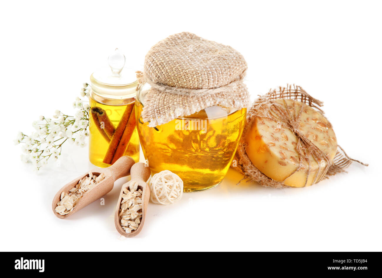 Hand made soap and ingredients for soap making, isolated on white Stock ...