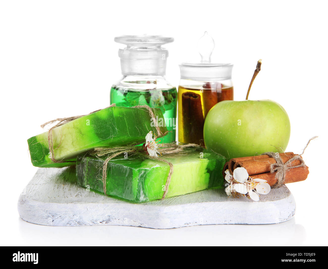 Hand made soap and ingredients for soap making, isolated on white Stock ...