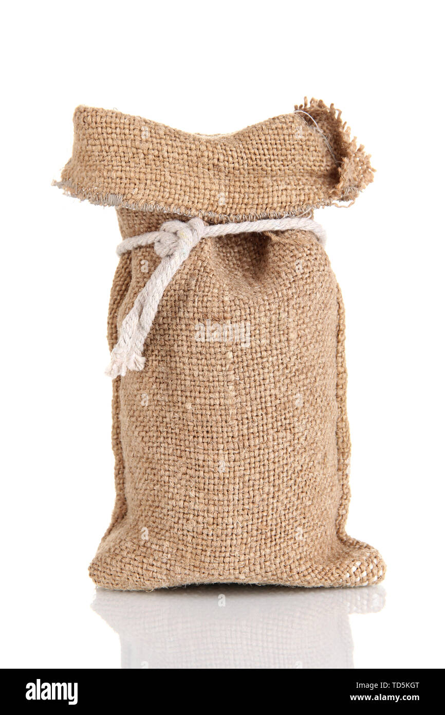 Small sack, isolated on white Stock Photo - Alamy