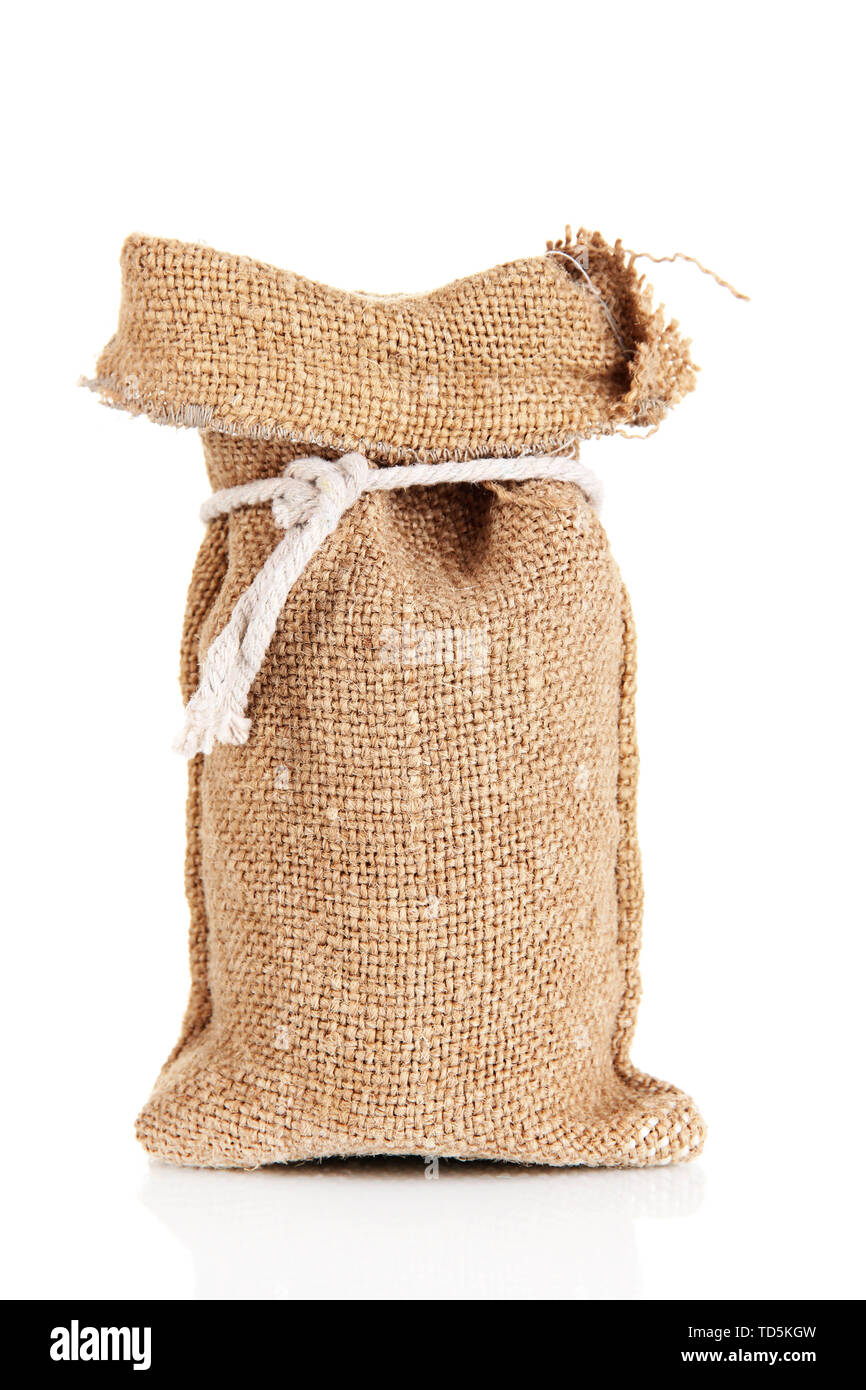 Small sack, isolated on white Stock Photo - Alamy